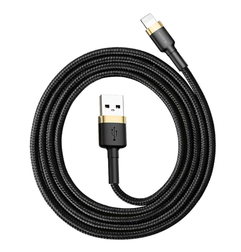 Кабель Baseus Cafule USB - lightning, 2.4A, 1 м, Gold/Black