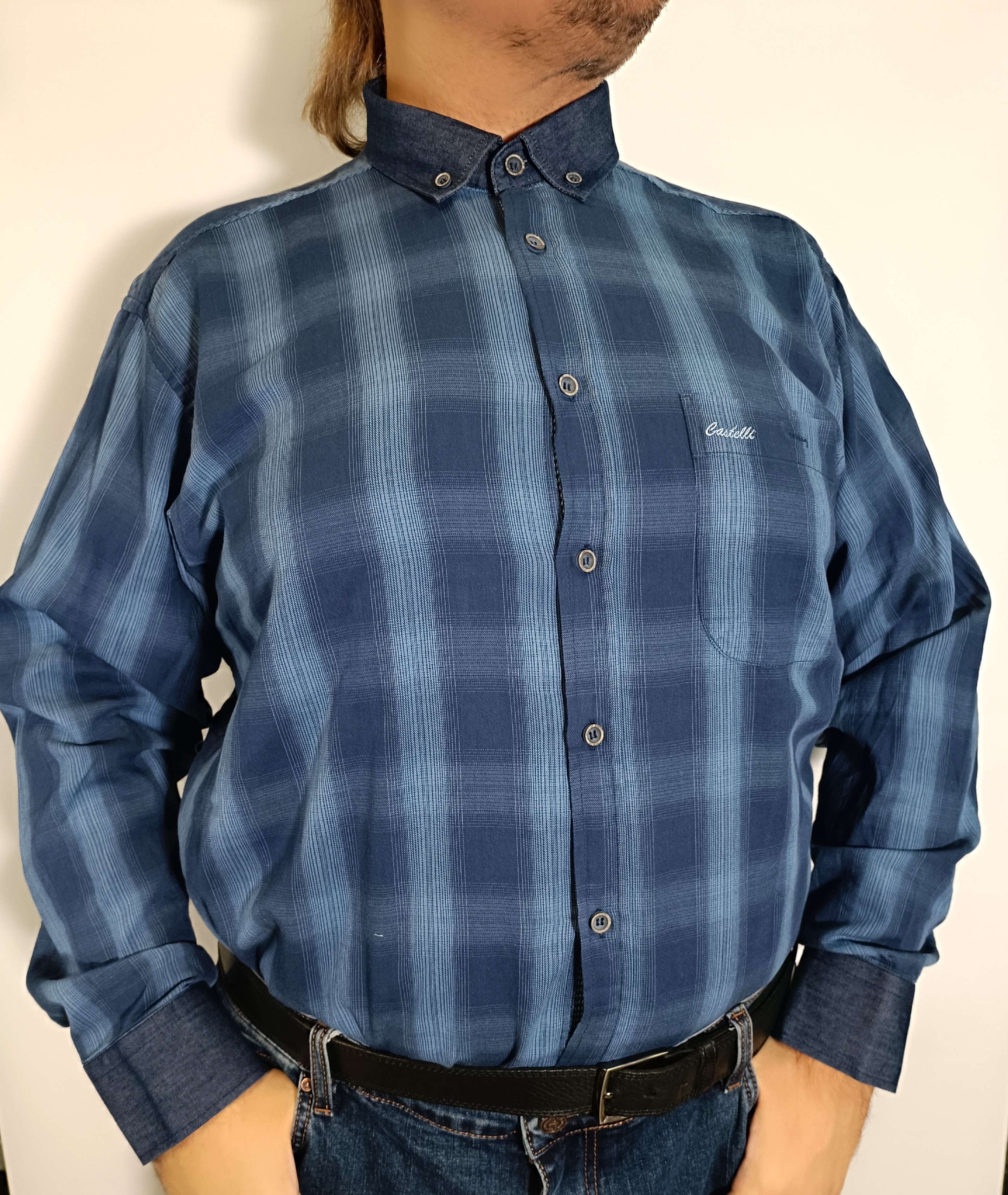 Рубашка мужская Castelli 16324 синяя 4XL