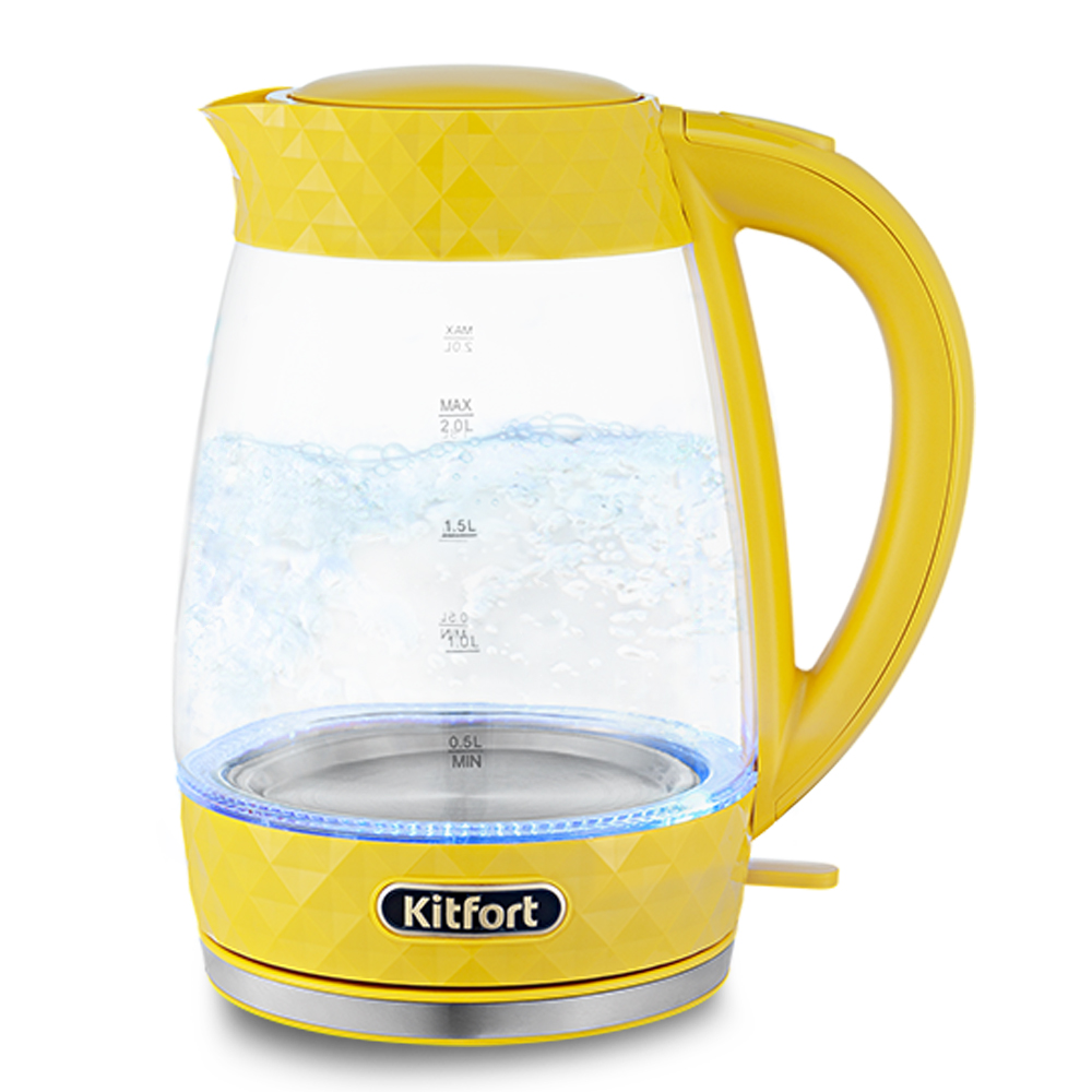Чайник электрический Kitfort КТ-6123-5 2 л прозрачный, желтый