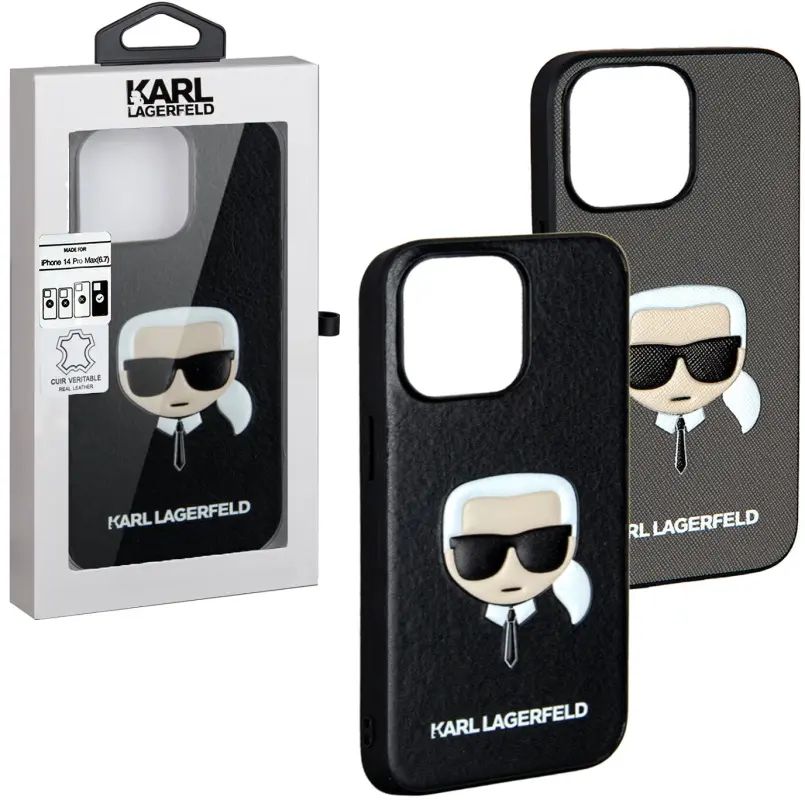 Чехол Karl Lagerfeld с человеком для iPhone 14, бежевый