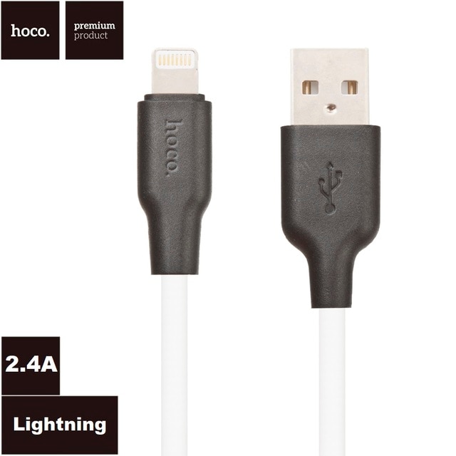 Кабель USB HOCO X21 Plus Silicone USB - Lightning 2.4А, 2м, белый