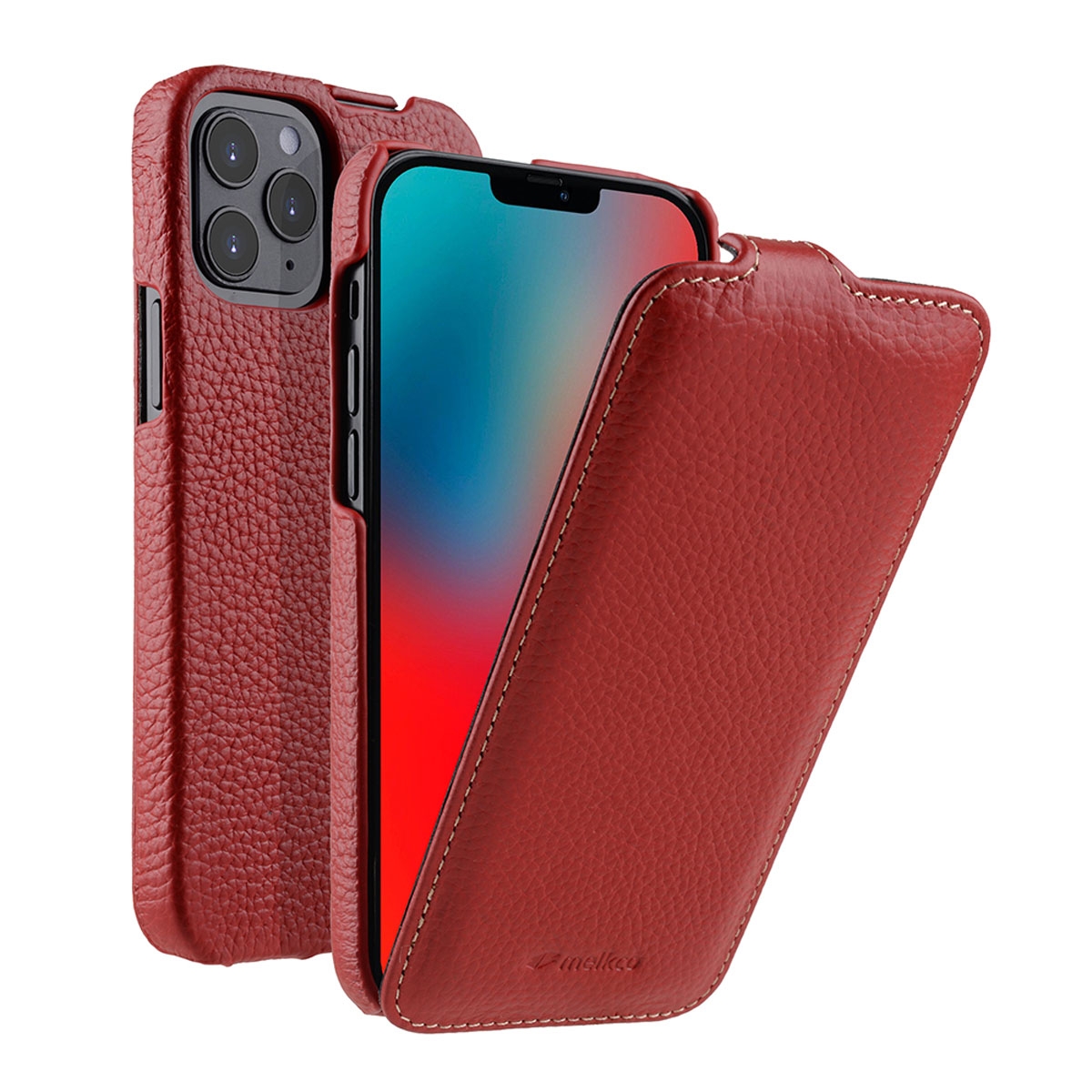 Кожаный чехол флип Melkco для Apple iPhone 12 / 12 Pro (6.1") - Jacka Type, красный
