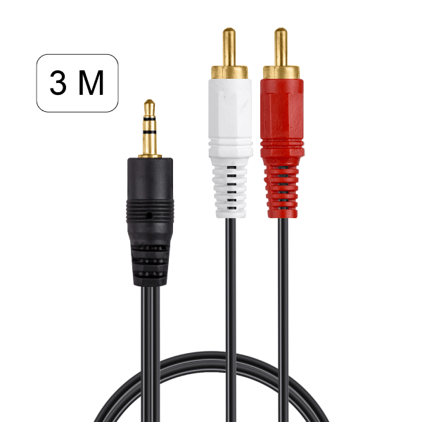 Кабель AUX 3.5 на 2 RCA золоченый 3M