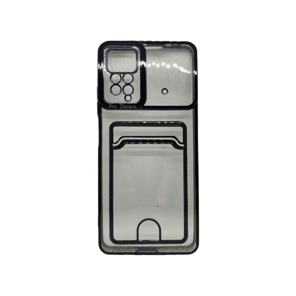 Чехол силиконовый прозрачный с защитой и кармашком для Xiaomi Redmi Note 11 Pro 4G черный
