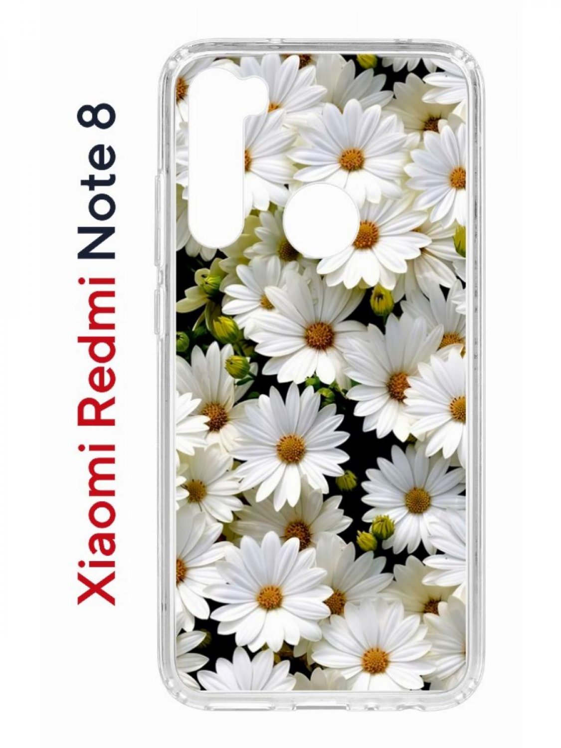 Чехол на Xiaomi Redmi Note 8 Kruche Print Ромашки,противоударный бампер,с защитой камеры