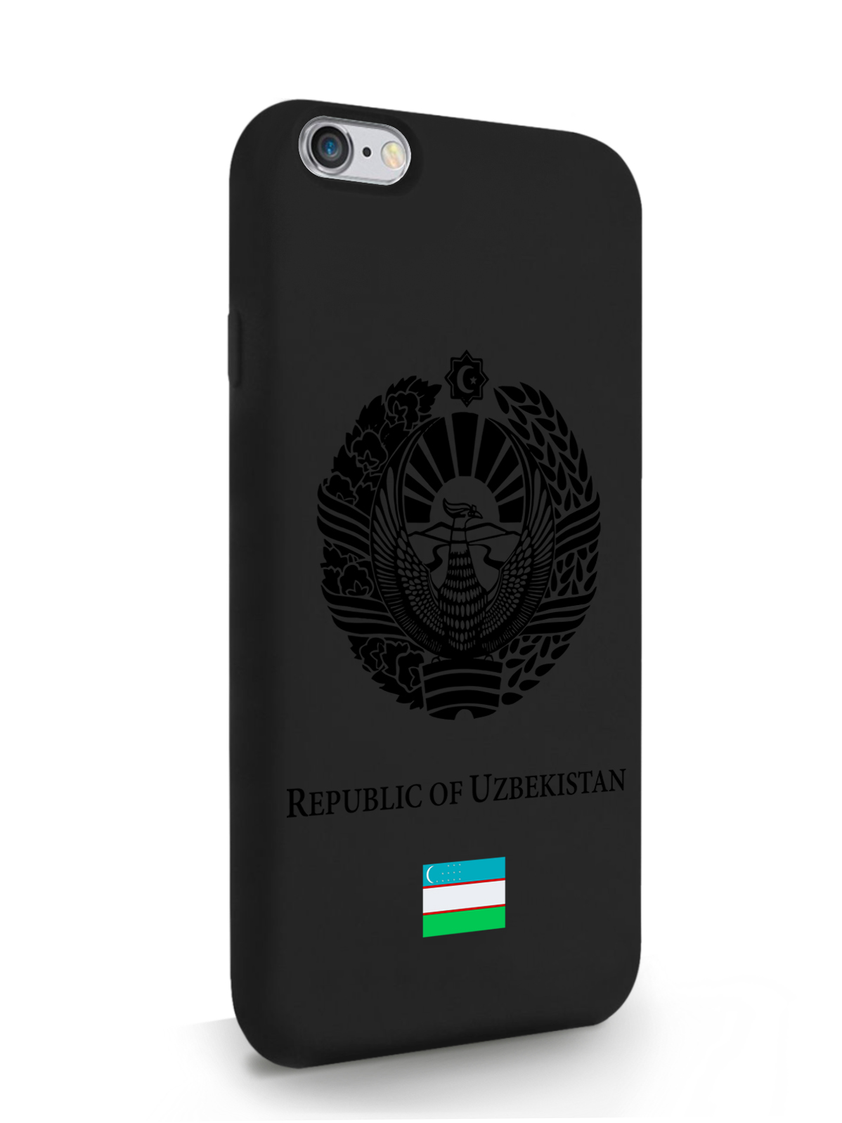 Чехол SignumCase для iPhone 6/6s, черный лаковый Герб Узбекистана, черный