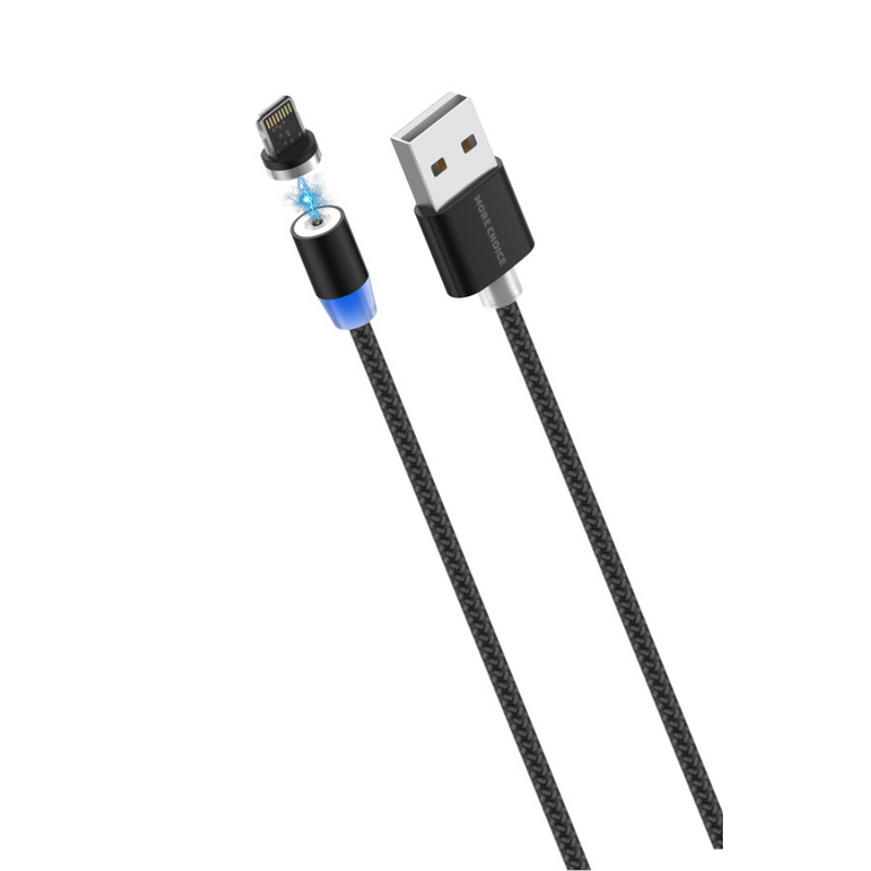 Дата-кабель More choice K61Si, Smart USB 2.4A для Lightning 8-pin Magnetic нейлон 1м Black