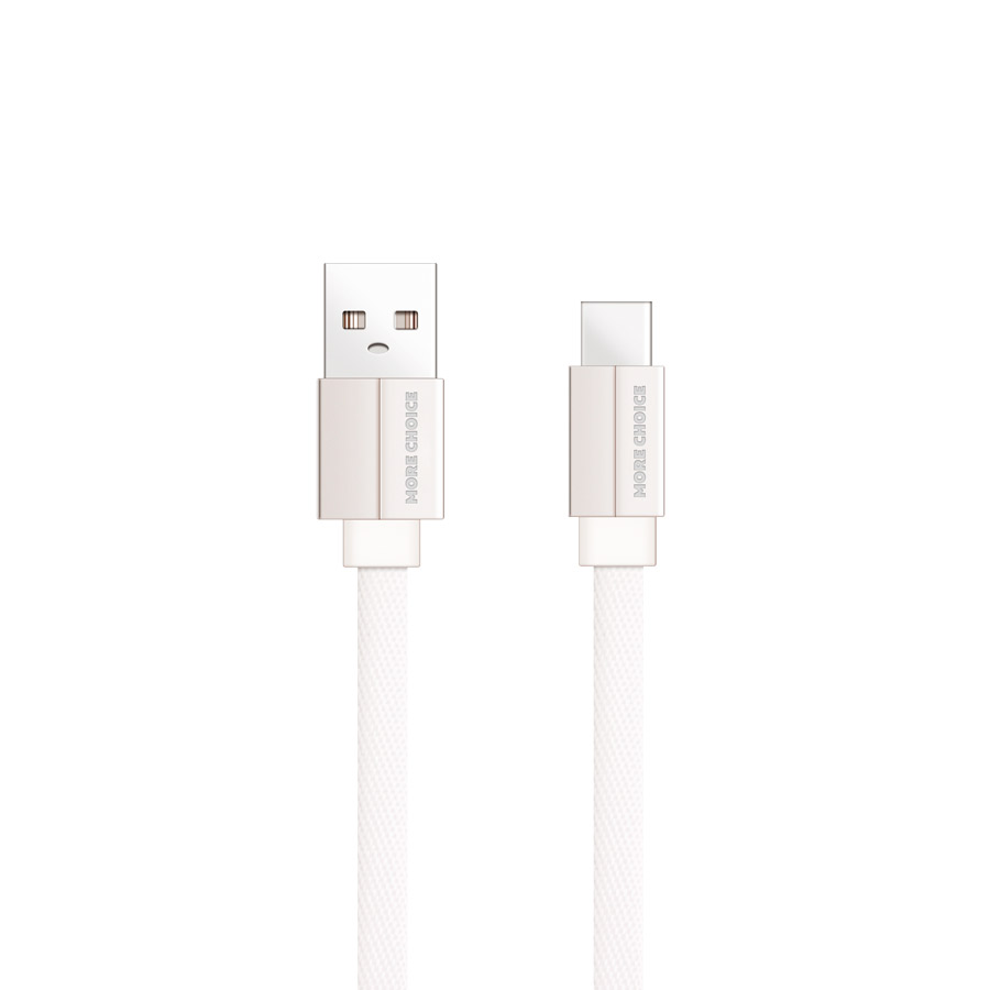 Дата-кабель More choice K20a USB 2.1A для Type-C плоский нейлон 1м  White