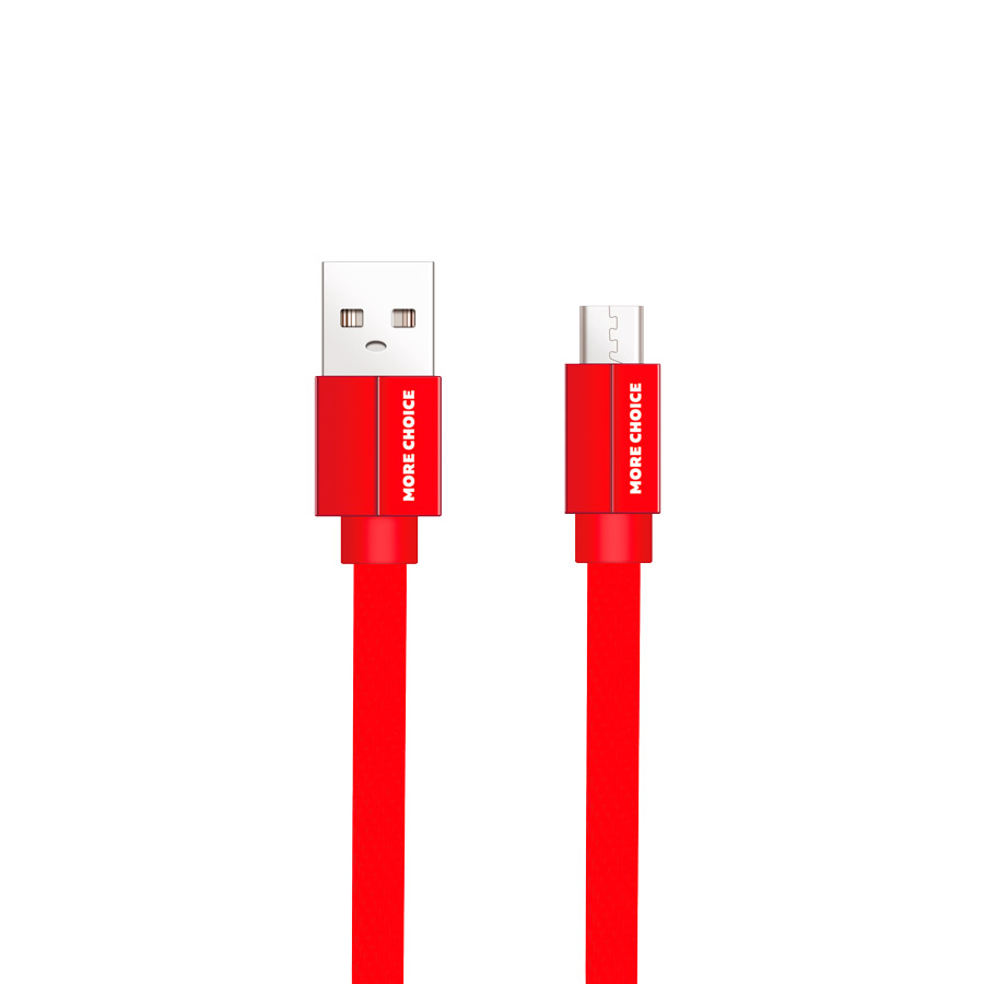 Дата-кабель More choice K20m USB 2.1A для micro плоский USB нейлон 1м Red