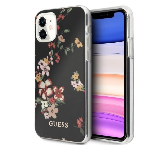 Чехол Guess Flower TPU/PC Hard Shiny N.4 iPhone 11, Черный