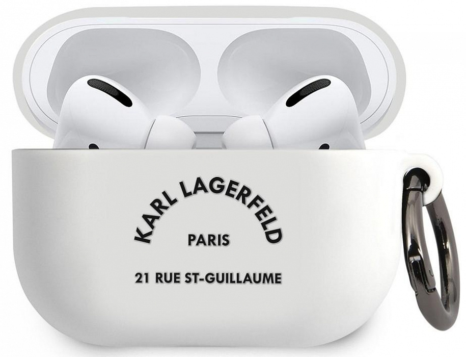 Чехол Karl Lagerfeld Silicone Case (KLACAPSILRSGWH) для AirPods Pro White