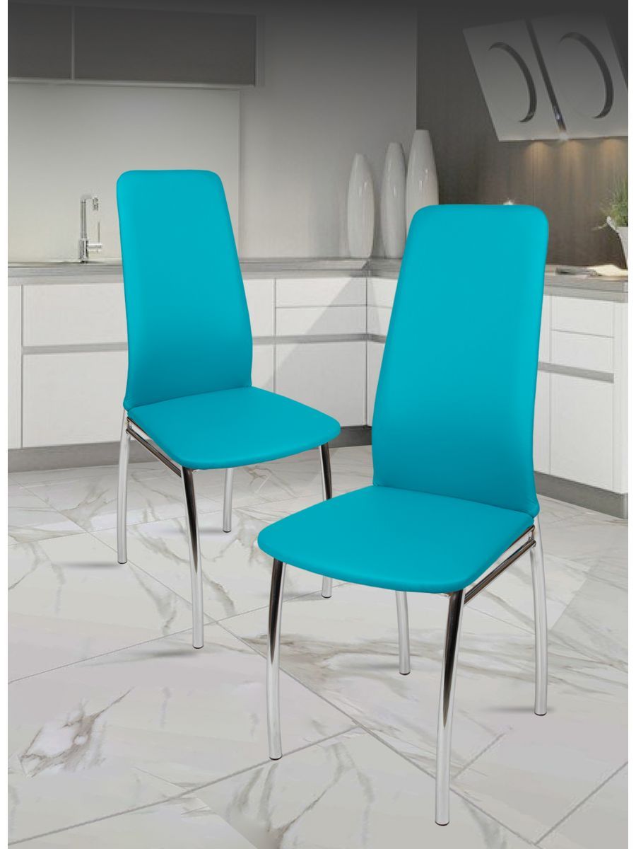 Кухонные стулья мягкие со спинкой Мебель Хром Хром2шт бирюзовый