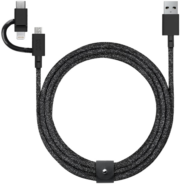 Кабель Native Union Belt USB-A to USB-C/MicroUSB/Lightning 2m Cosmo Black