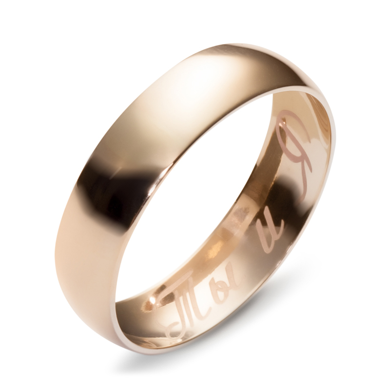 Кольцо обручальное из красного золота р. 21.5 Эстет 01О010165