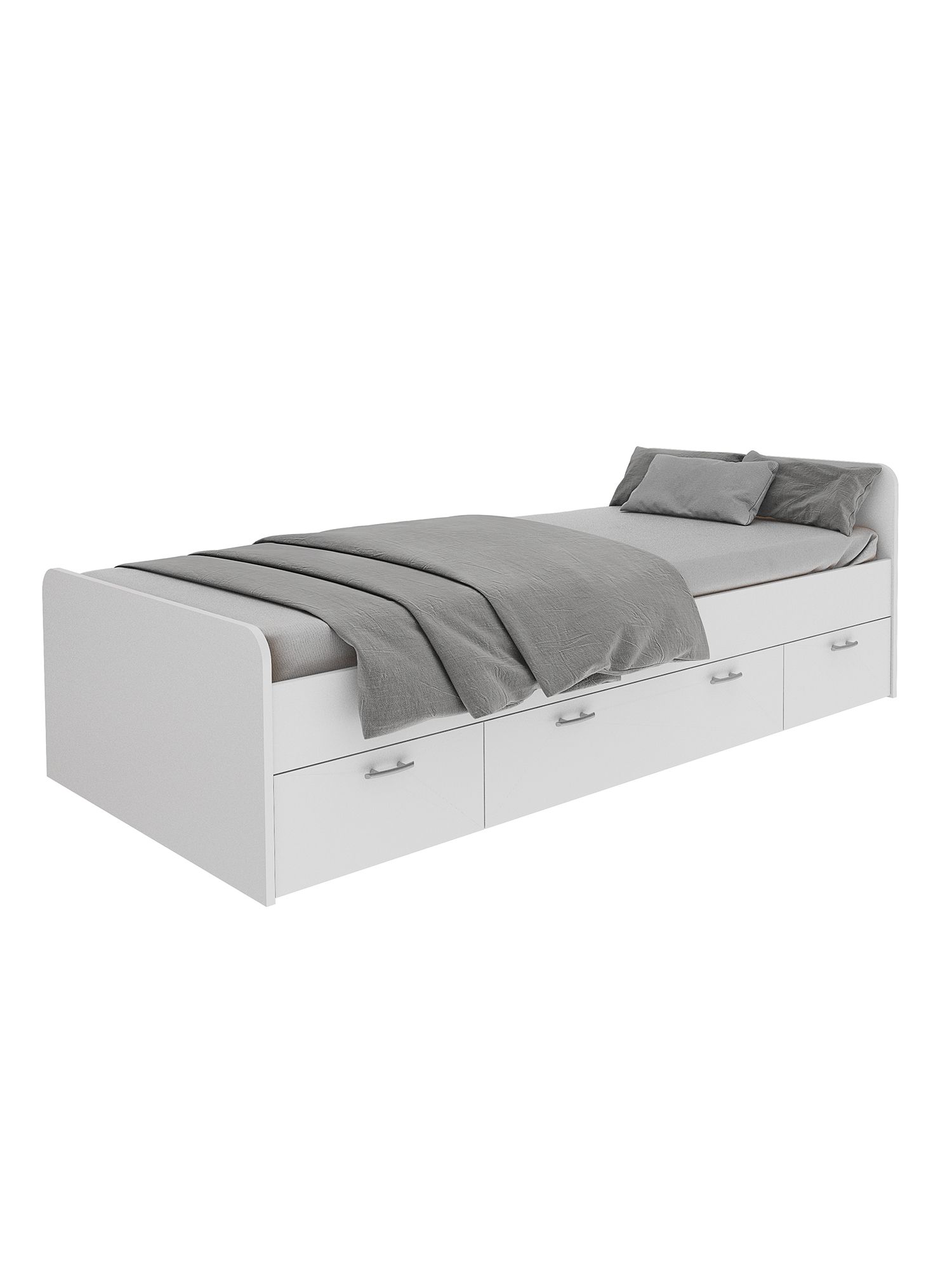 Односпальная кровать Beneli БОРО, с ящиком для белья, Белый, 90х200 см, 1 шт.