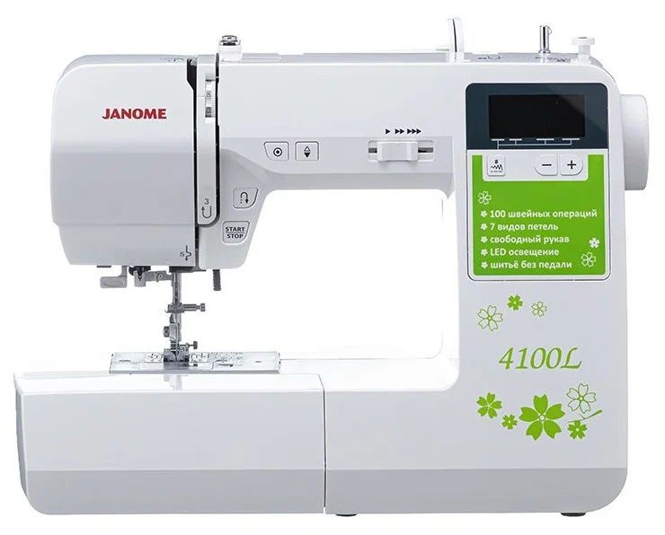 Швейная машина Janome 4100L белый, зеленый