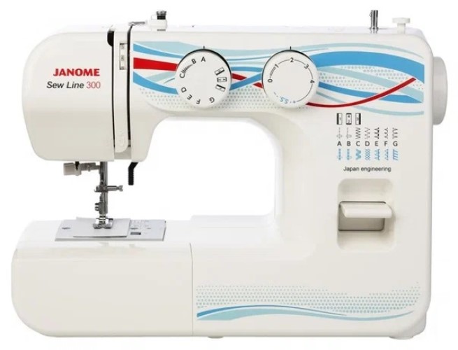 Швейная машина Janome Sew Line 300 белый, голубой