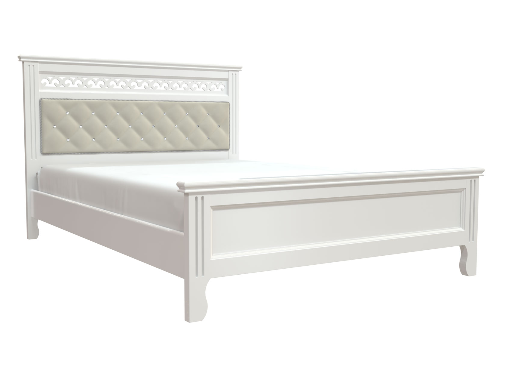 Двуспальная кровать Первый Мебельный Аврора Белый античный Бежевый, велюр 160х200 см