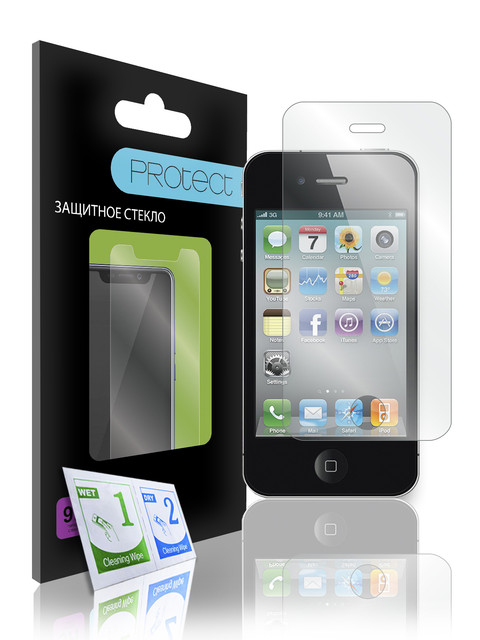 Защитное стекло плоское Protect для Apple iPhone 4/4S/30281