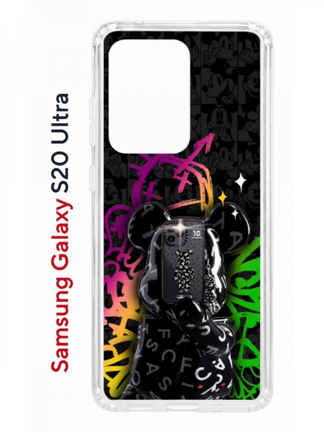 Чехол на Samsung Galaxy S20 Ultra Kruche Print Микки Маус,противоударный бампер с принтом