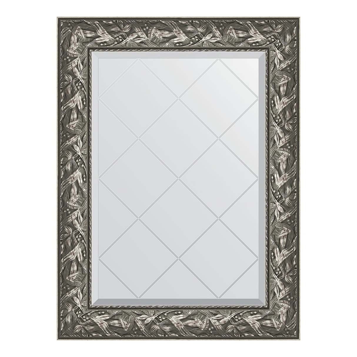 Зеркало Evoform Византия с гравировкой в багетной раме серебро 69 x 91 см