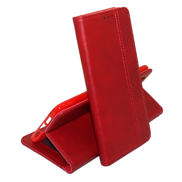 Кожаный чехол книжка Business Wallet с визитницей для Huawei P40 Pro (Красный)
