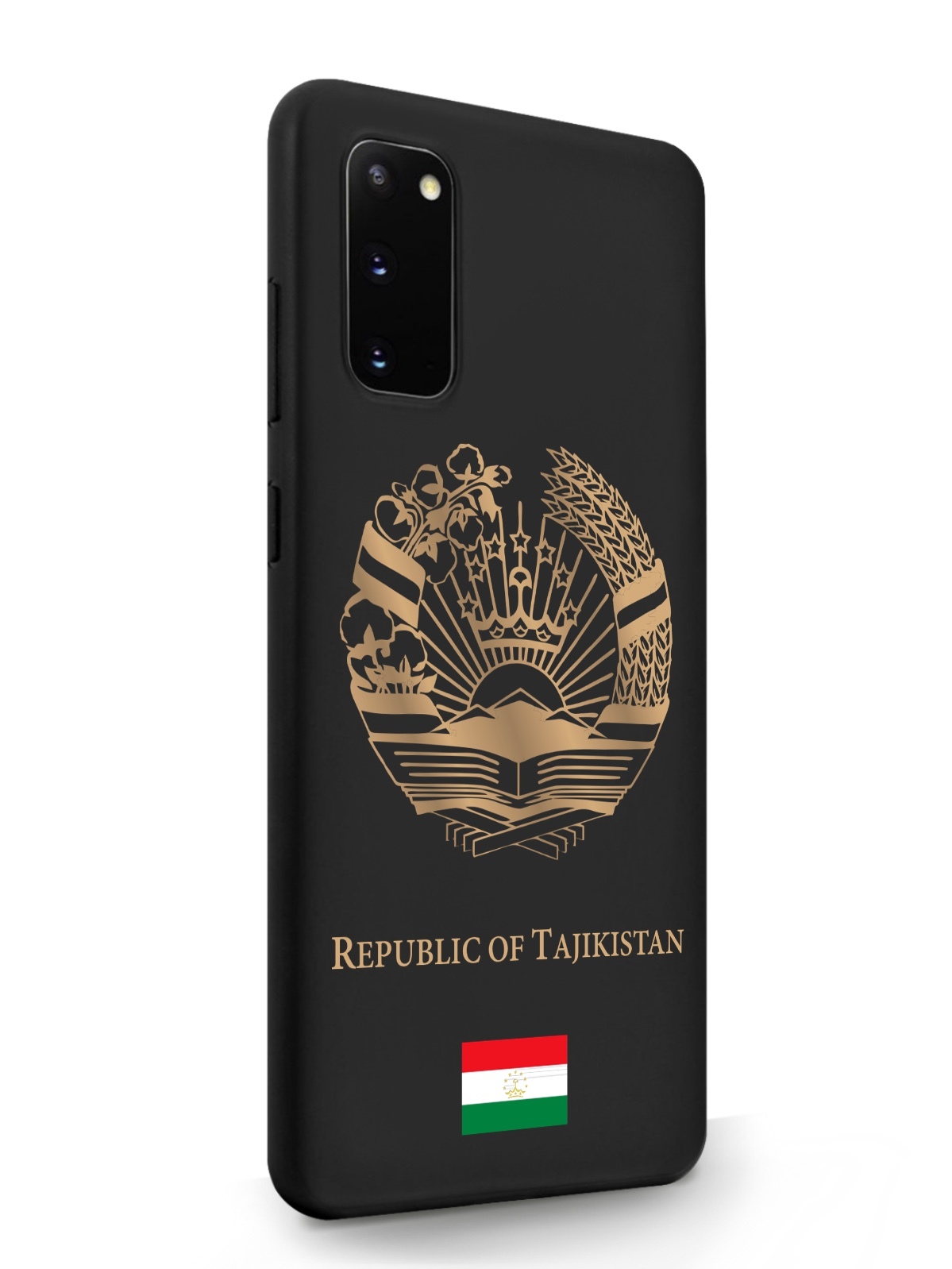 Чехол SignumCase для Samsung Galaxy S20 Золотой Герб Таджикистана черный
