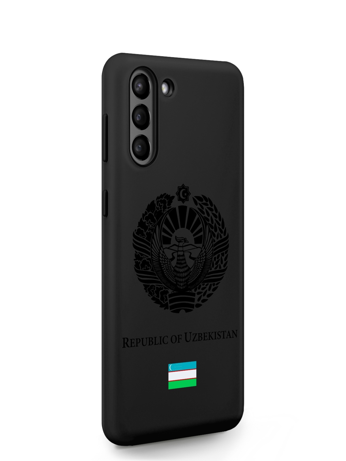 Чехол SignumCase для Samsung Galaxy S21+ Черный лаковый Герб Узбекистана черный
