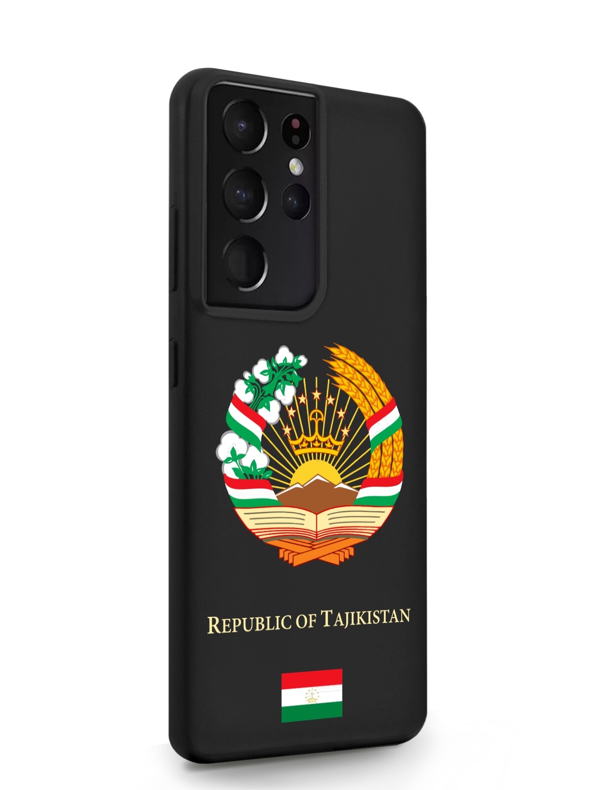 Чехол SignumCase для Samsung Galaxy S21 Ultra Герб Таджикистана черный