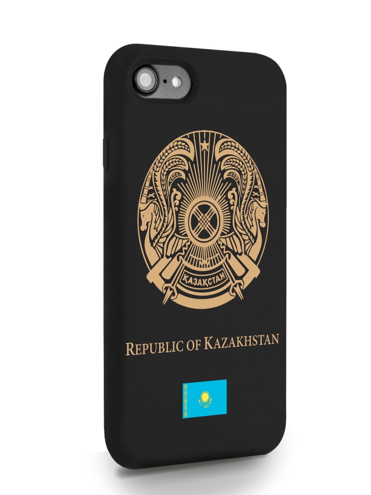 Черный SignumCase для iPhone 7/8/SE2020 Золотой Герб Казахстана черный