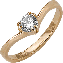 Кольцо помолвочное из золота р. 18,5 PLATINA jewelry 01-0503-00-501-1110-38, фианит