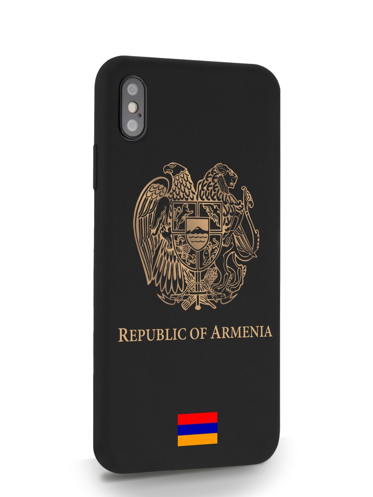 Черный SignumCase для iPhone XS Max Золотой Герб Армении черный