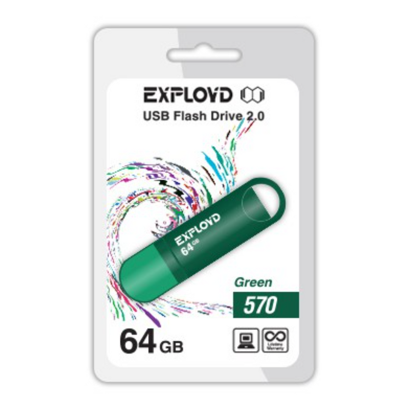 Флэш драйв USB 64GB 2.0 Exployd 570 Green