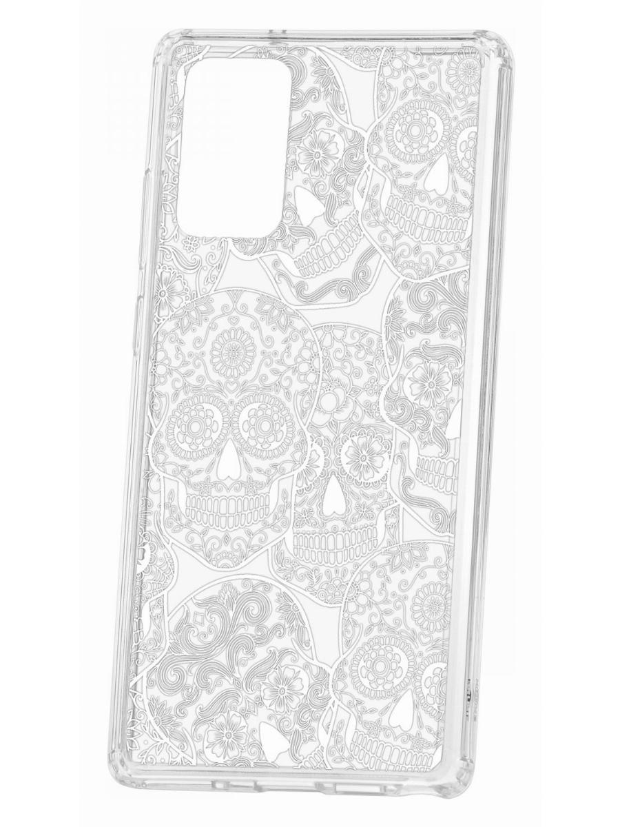 Чехол на Samsung Galaxy Note 20 с принтом Kruche Print Skull White,противоударный бампер