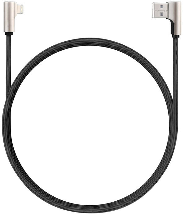 Кабель Aukey 90 Degree Braided Nylon Sync&Charge Cable USB - Lightning 1.2 м, Черный