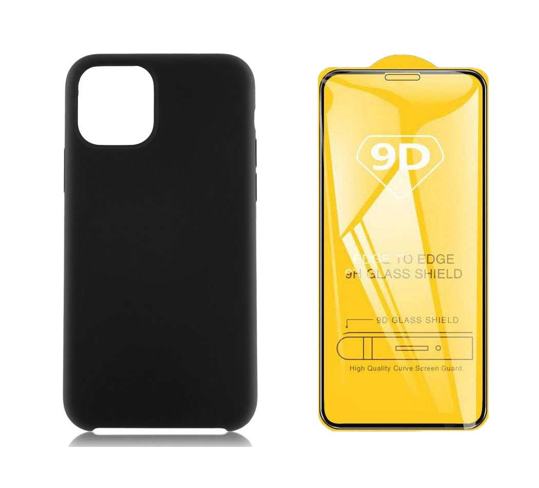 Чехол с защитным стеклом QVATRA для iPhone 12 Pro Max с подкладкой из микрофибры черный