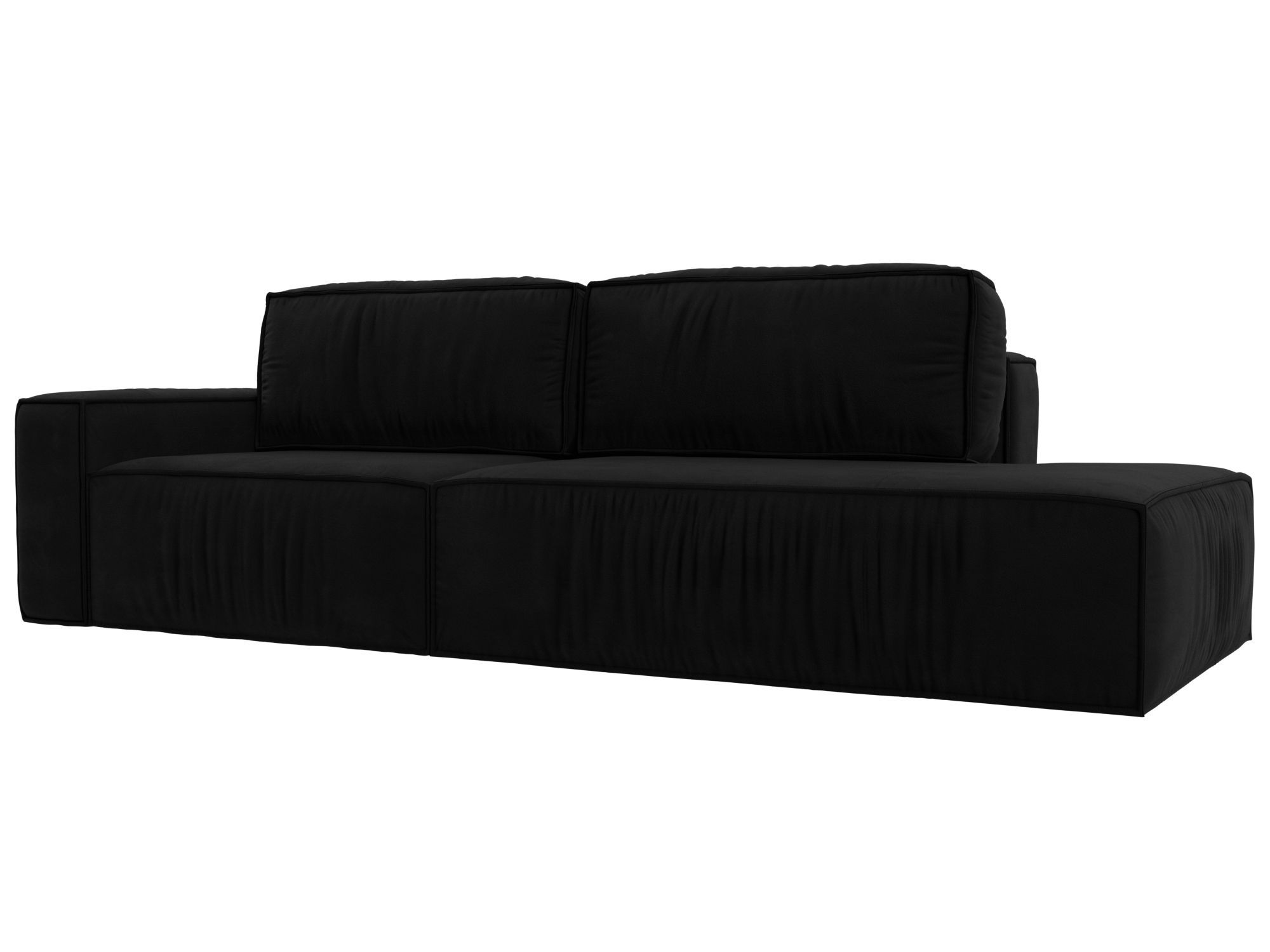 Прямой диван Прага модерн подлокотник слева микровельвет черный