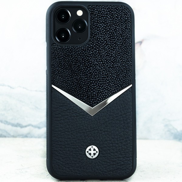 Чехол iPhone 13 Pro Max - Stingray Daw Black Leather - Euphoria HM Premium