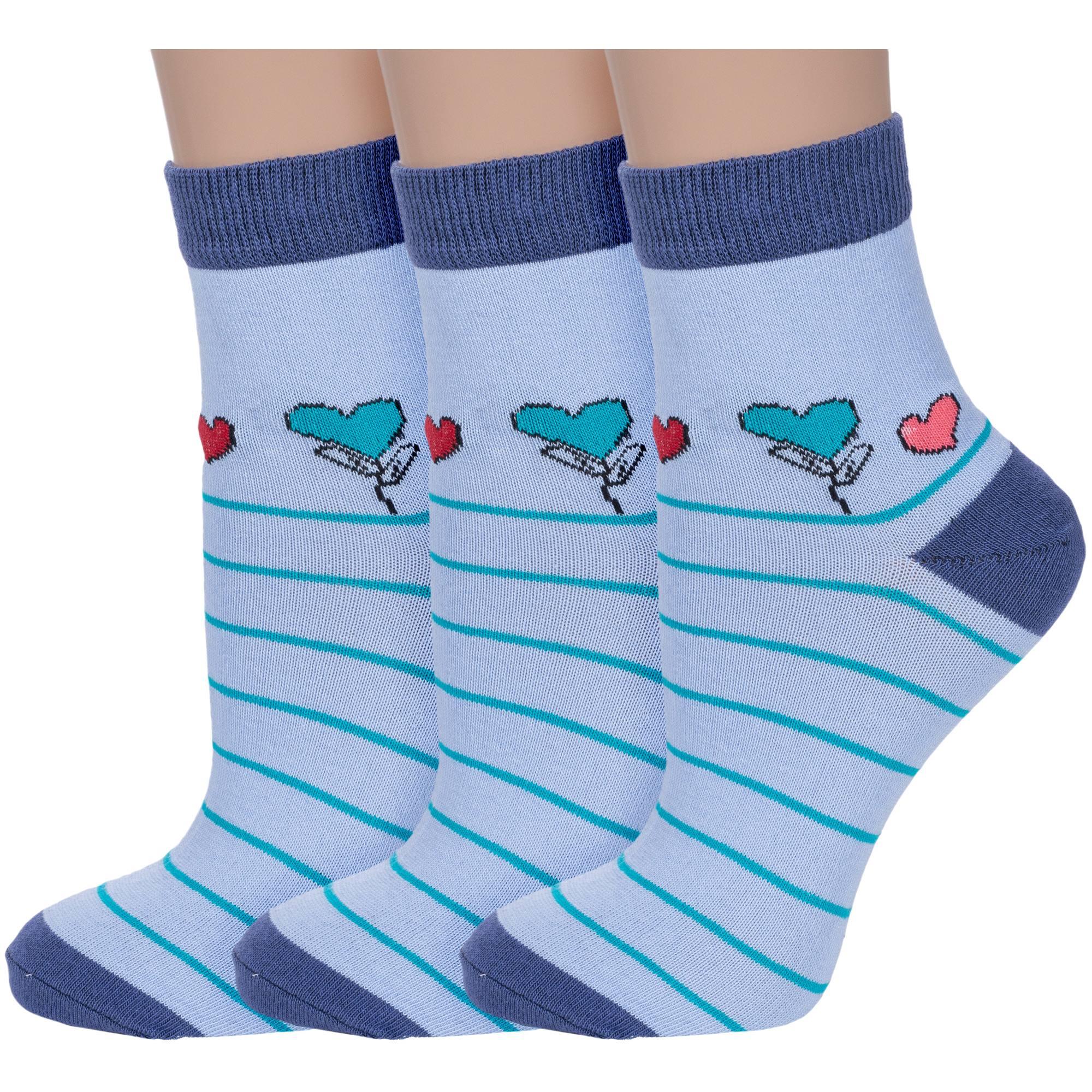 Комплект носков женских VASILINA 3-7С3263 голубых 23-25
