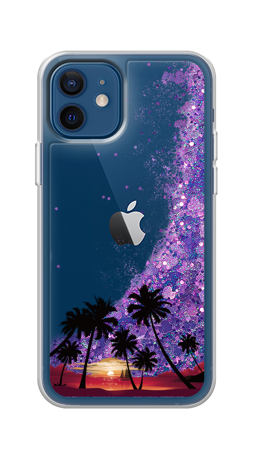 Чехол Awog на Apple iPhone 12 mini / Айфон 12 mini "Закат и пальмы"