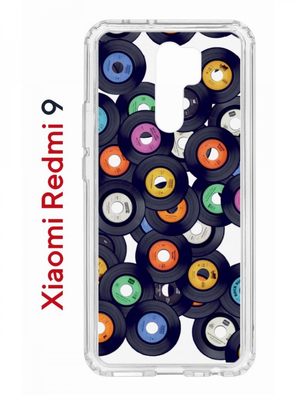 Чехол на Redmi 9 Kruche Print Виниловые пластинки,противоударный бампер,с защитой камеры