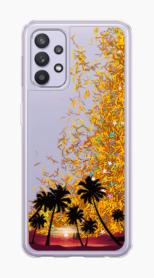 Чехол Awog на Samsung Galaxy A32 / Самсунг A32 "Закат и пальмы"