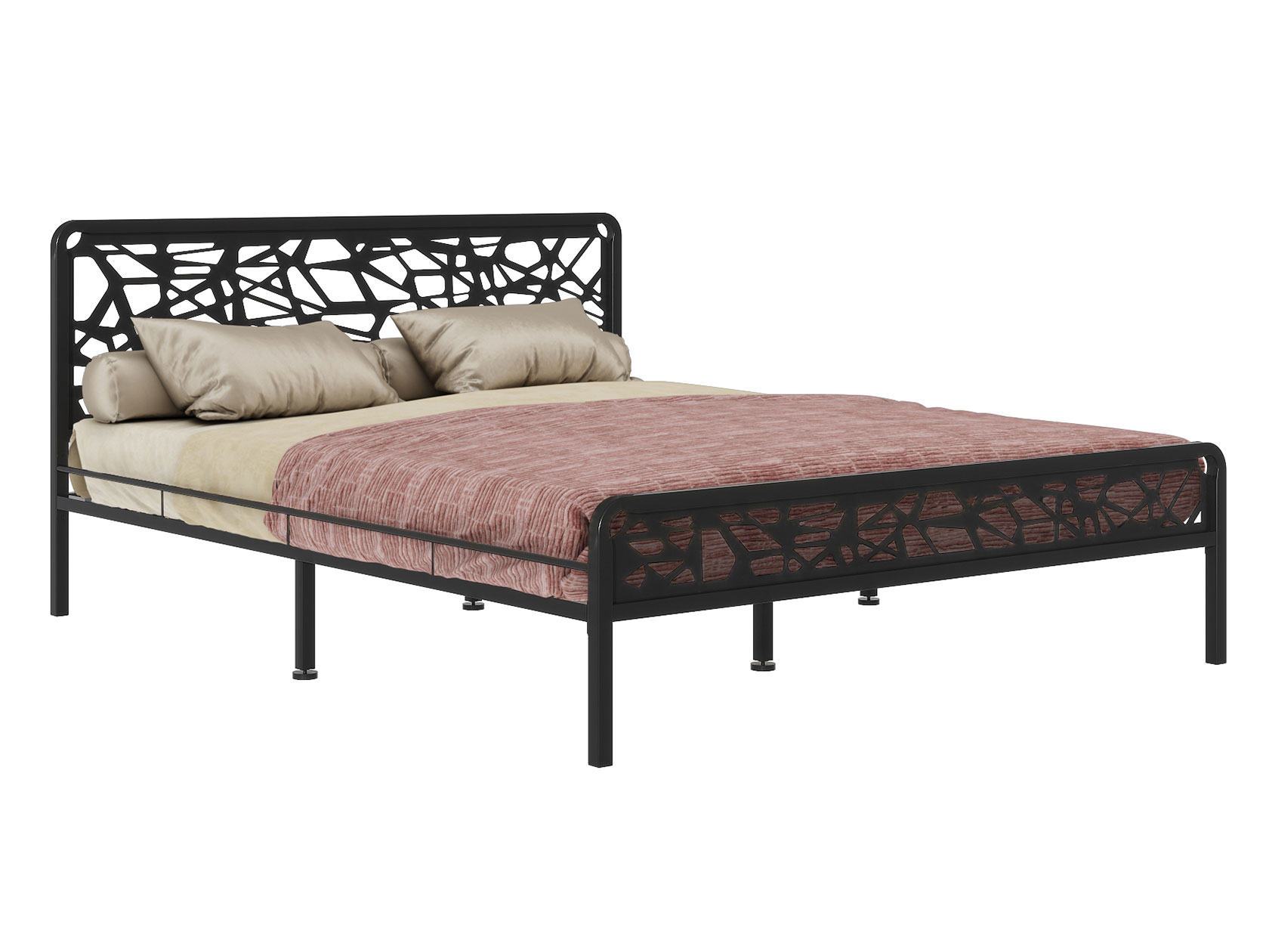Двуспальная кровать Орион Черный металл, 160х200 см