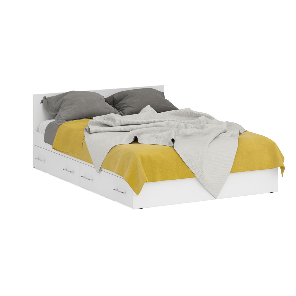 Кровать Стандарт СВК с ящиками 1400 белый, 143,5х203,5х70 см, сп.м. 1400х2000 мм