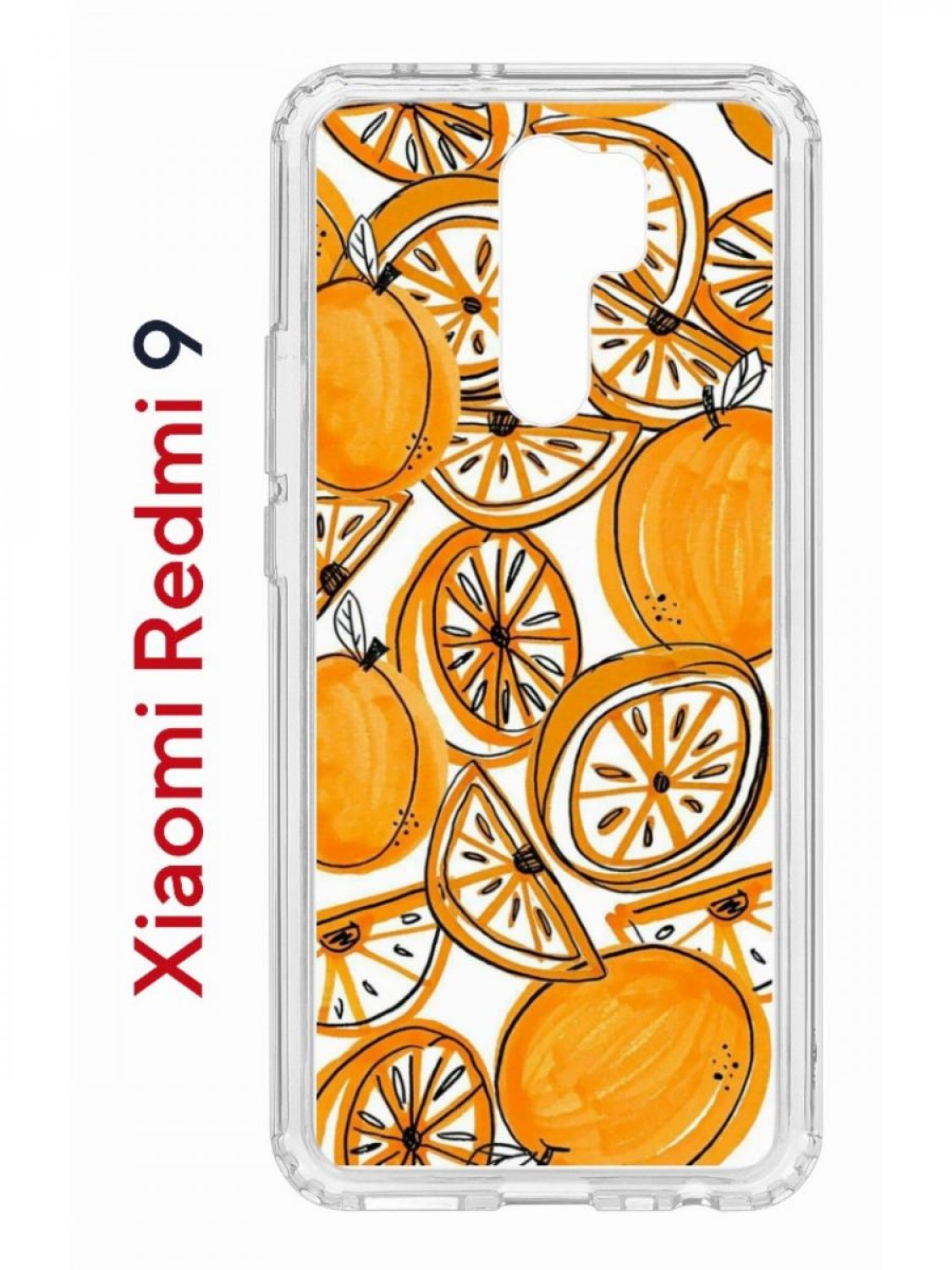 Чехол на Redmi 9 с принтом Kruche Print Апельсины,противоударный бампер,с защитой камеры