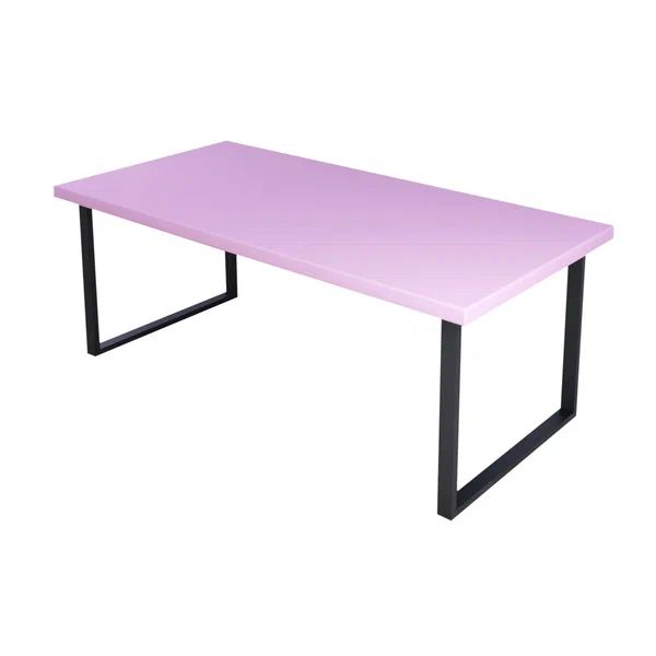 Журнальный стол Solarius Loft металл-дерево 140х80х50, розовый с черными ножками
