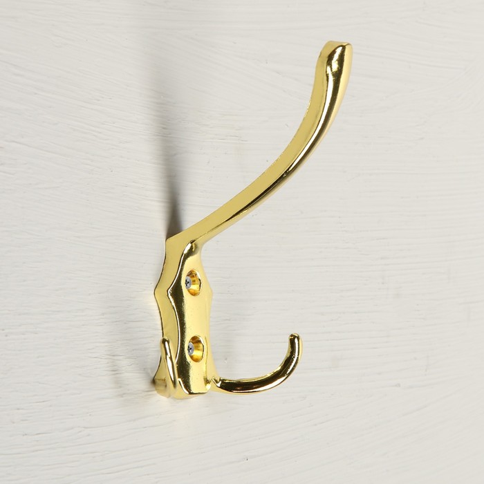 Крючок мебельный ТУНДРА KM301GP, трёхрожковый, цвет золото