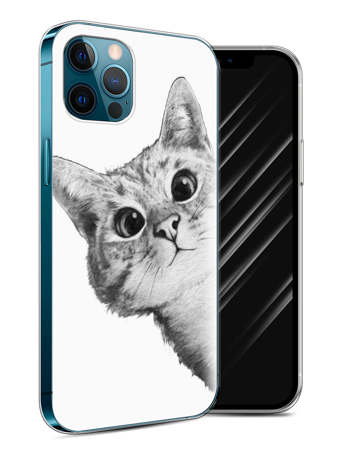 Чехол Awog на Apple iPhone 12 Pro / Айфон 12 Pro "Кот рисунок черно-белый"