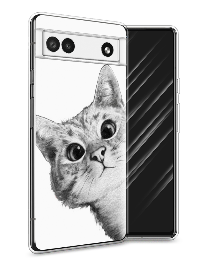 Чехол Awog на Google Pixel 6A "Кот рисунок черно-белый"