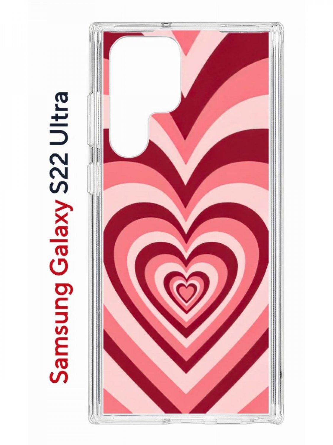 Чехол на Samsung Galaxy S22 Ultra Kruche Print Сердце,противоударный бампер с принтом